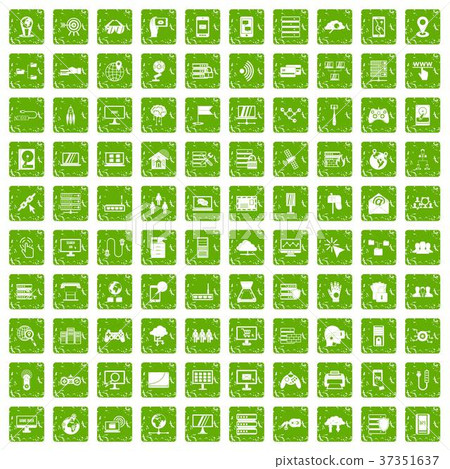 100 network icons set grunge green - Stock Illustration [37351637] - PIXTA