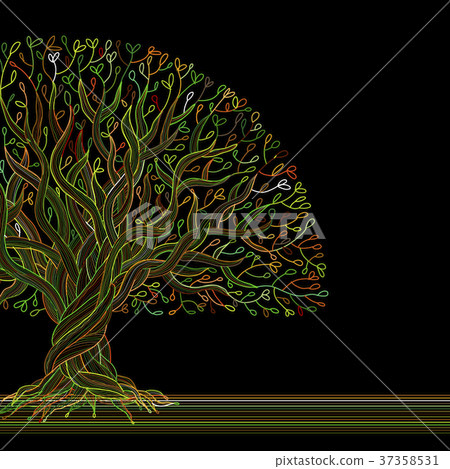 Big tree with roots for your design - Stock Illustration [37358531] - PIXTA