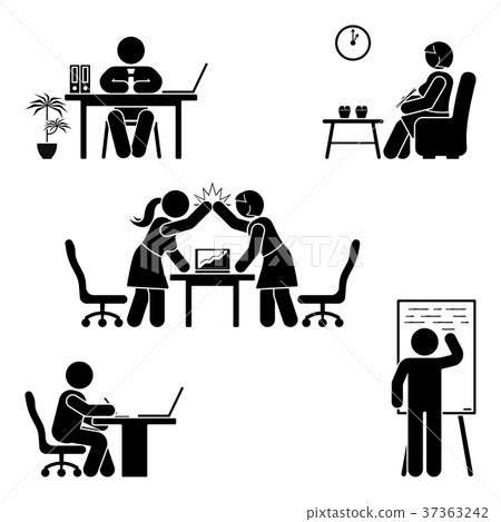 Stick figure office poses set - Stock Illustration [37363242] - PIXTA