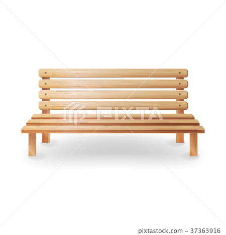 Wooden Bench Realistic Vector Illustration. Smooth - Stock Illustration ...