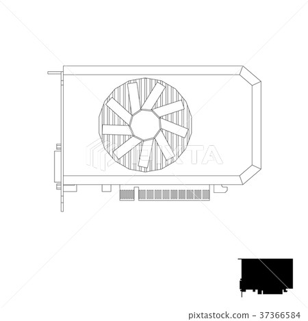 Video graphic card,GPU. Isolated on white - Stock Illustration ...