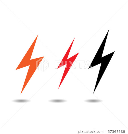Lightning flat icons set. Simple icon storm - Stock Illustration ...