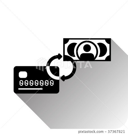 Credit Card And Money Exchange Or Transaction Icon - Stock Illustration ...