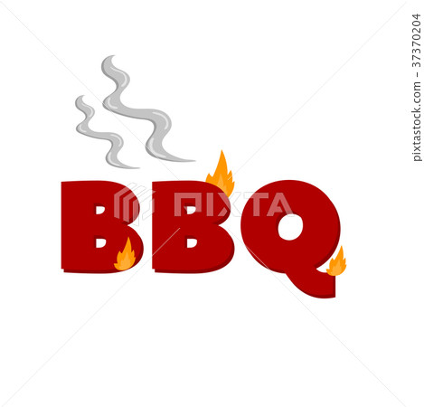 Flaming BBQ word, barbecue party design element - Stock Illustration ...