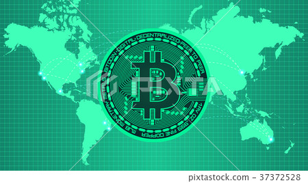 Crypto currency bitcoin in trendy green colors - Stock Illustration ...