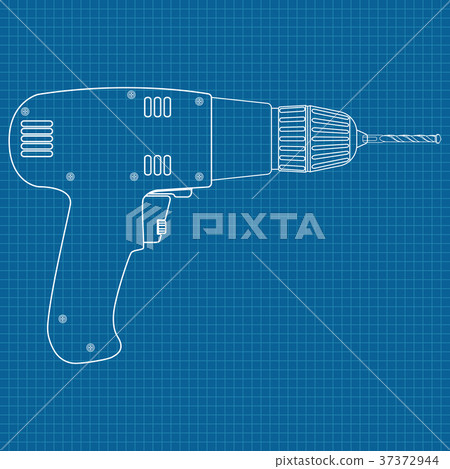 Screwdriver. Outline drawing on blueprint - Stock Illustration ...