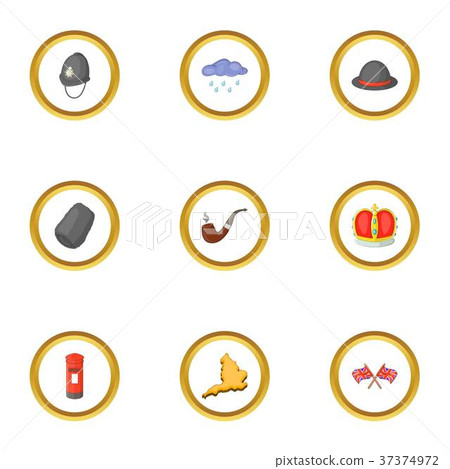 British culture icons set, cartoon style - Stock Illustration [37374972 ...