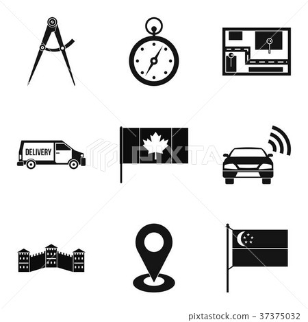 Natural ground icons set, simple style - Stock Illustration [37375032 ...