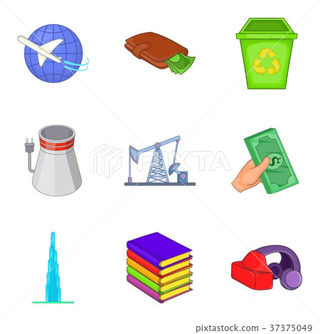 Joint-stock company icons set, cartoon style - Stock Illustration ...