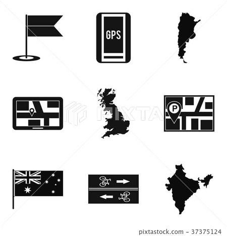 Paving the way icons set, simple style - Stock Illustration [37375124 ...