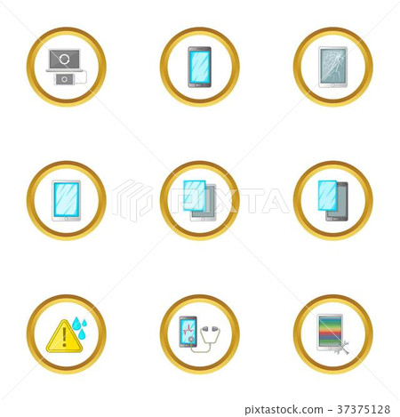 Device repair icons set, cartoon style - Stock Illustration [37375128 ...