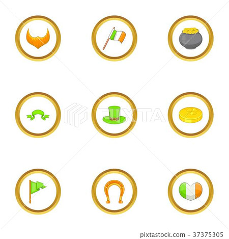 Irish holiday Patrick icons set, cartoon style - Stock Illustration ...
