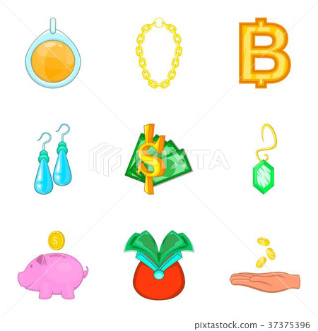 Rich surroundings icons set, cartoon style - Stock Illustration ...