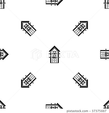 Two-storey house with balconies pattern... - Stock Illustration ...