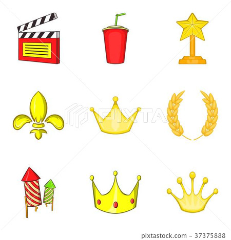 Crown of the winner icons set, cartoon style - Stock Illustration ...