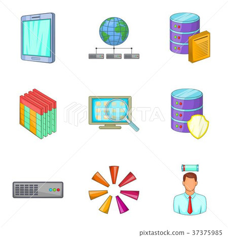 Sale of information icons set, cartoon style - Stock Illustration ...