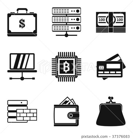 Computer business icons set, simple style - Stock Illustration ...