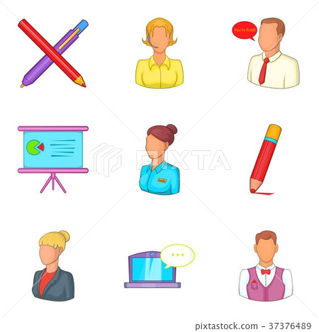 Management of a company icons set, cartoon style - Stock Illustration ...