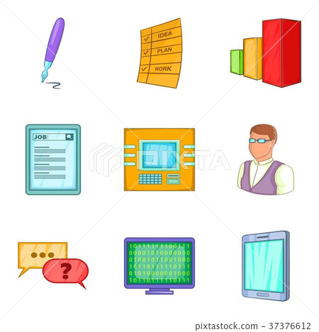 Implementer icons set, cartoon style - Stock Illustration [37376612 ...