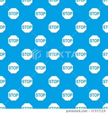 Stop sign pattern seamless blue - Stock Illustration [37377119] - PIXTA