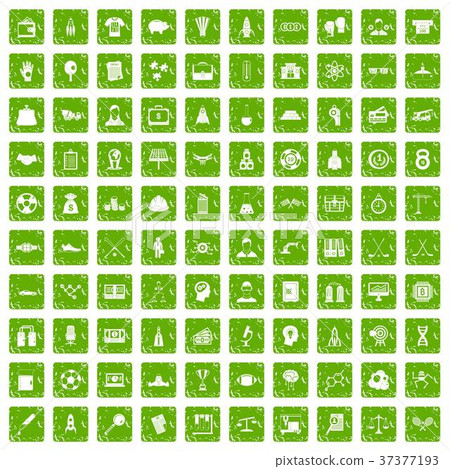 100 success icons set grunge green - Stock Illustration [37377193] - PIXTA