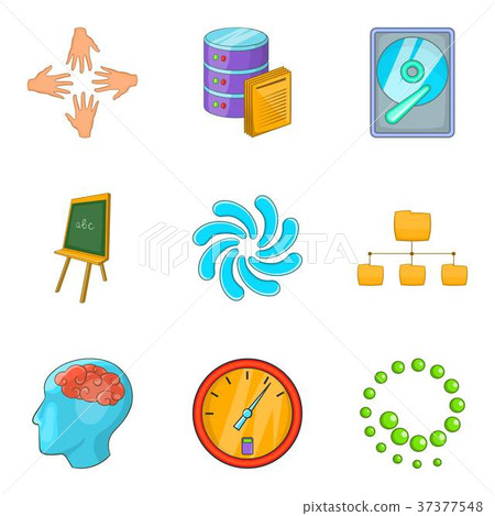 Press conference icons set, cartoon style - Stock Illustration ...