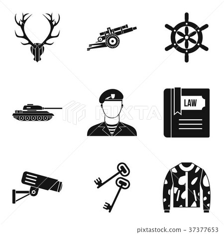 Military training icons set, simple style - Stock Illustration ...