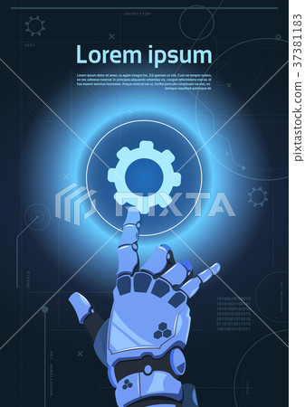 Robotic Hand Touch Gear Icon Technical Support - Stock Illustration ...