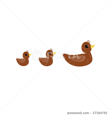 Brown duck and her ducklings cartoon vector - Stock Illustration ...