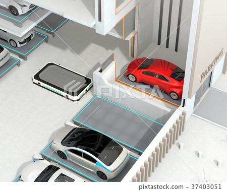 Concept image of a fully automatic parking... - Stock Illustration ...