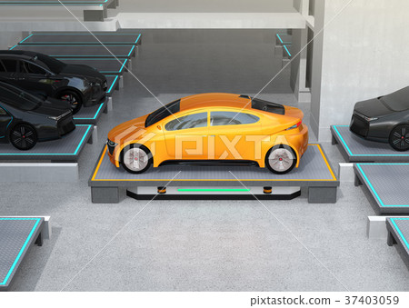 Automatic transfer robot AGV transfers the car... - Stock Illustration ...