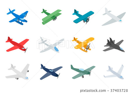 Type of plane icon set, isometric style - Stock Illustration [37403728 ...