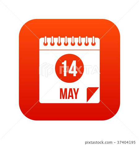 Spiral calendar page 14th of May icon digital red - Stock Illustration ...
