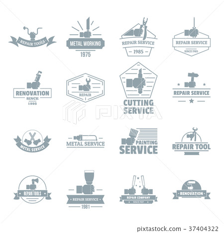 Hand tool logo icons set, simple style - Stock Illustration [37404322 ...