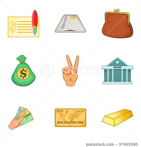 Banking house icons set, cartoon style - Stock Illustration [37405080 ...