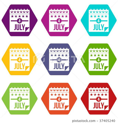 Independence day icon set color hexahedron - Stock Illustration ...