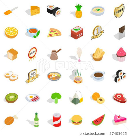 Quality food icons set, isometric style - Stock Illustration [37405625 ...