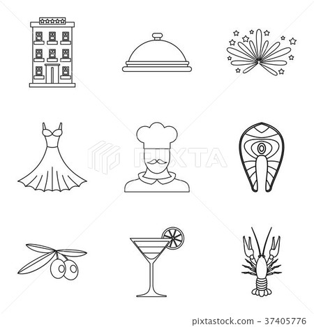 Gluttony icons set, outline style-插圖素材 [37405776] - PIXTA圖庫