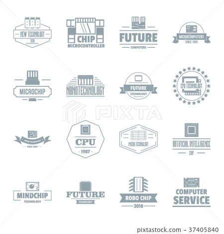 Future computer logo icons set, simple style - Stock Illustration ...