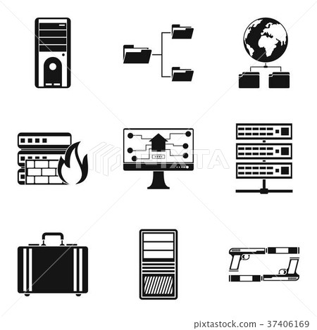 Digital data icons set, simple style - Stock Illustration [37406169 ...