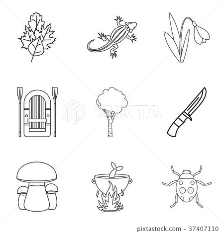 Forest gift icons set, outline style - Stock Illustration [37407110 ...
