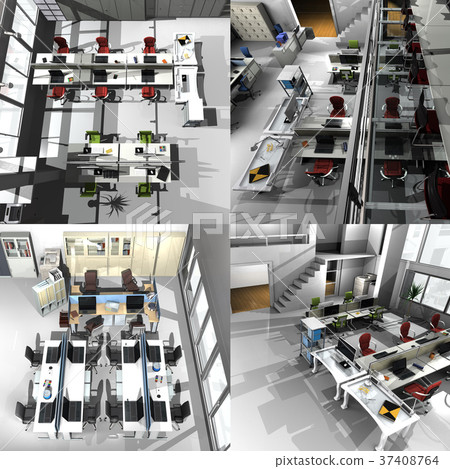 Office (split layout) - Stock Illustration [37408764] - PIXTA