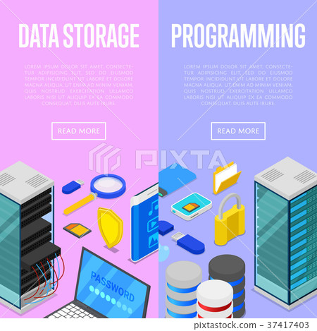 Data storage service and programing posters - Stock Illustration ...