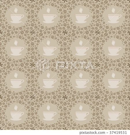 Seamless beige background with coffee motives - Stock Illustration ...