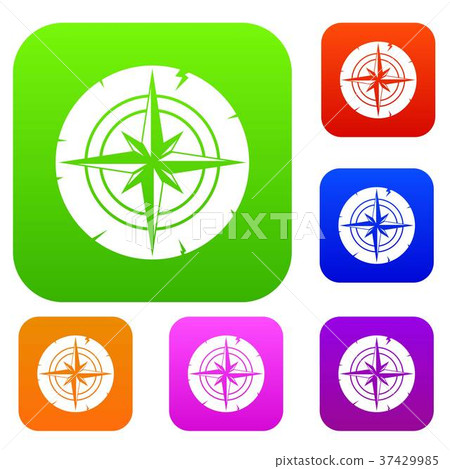 Ancient compass set color collection - Stock Illustration [37429985 ...