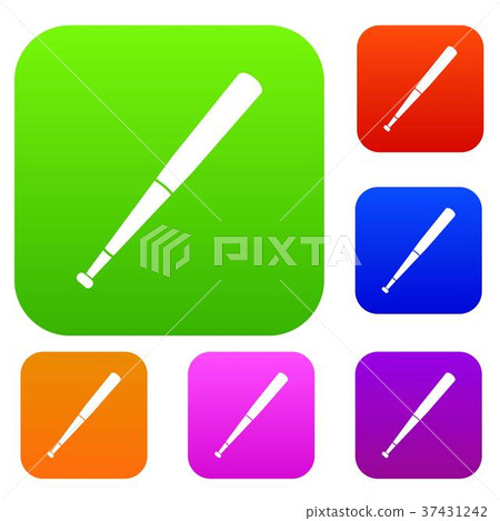 Black baseball bat set color collection - Stock Illustration [37431242 ...