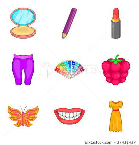 Great color icons set, cartoon style - Stock Illustration [37431437 ...