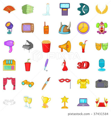 Entertainment icons set, cartoon style - Stock Illustration [37431584 ...