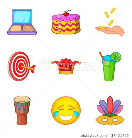 Professional trickster icons set, cartoon style - Stock Illustration ...