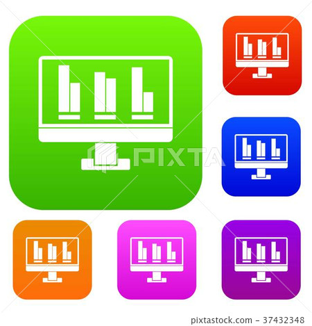 Business graph at computer screen set color... - Stock Illustration ...